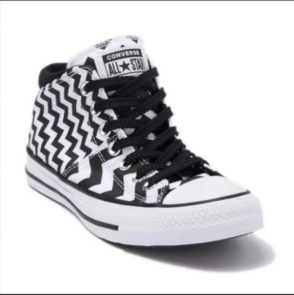 Converse | Shoes | Nib Converse Ctas Black White Chevron Pattern Mid ...